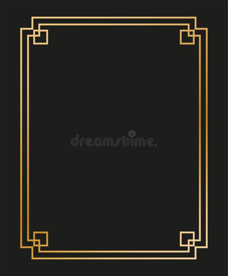 Vintage Linear Thin Line Geometric Shape Art Deco Retro Design Frame ...