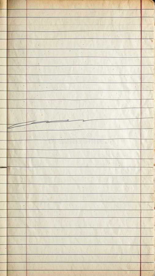 Vintage Lined Notebook Page with Red Margin and Pen Marking Stock Photo ...