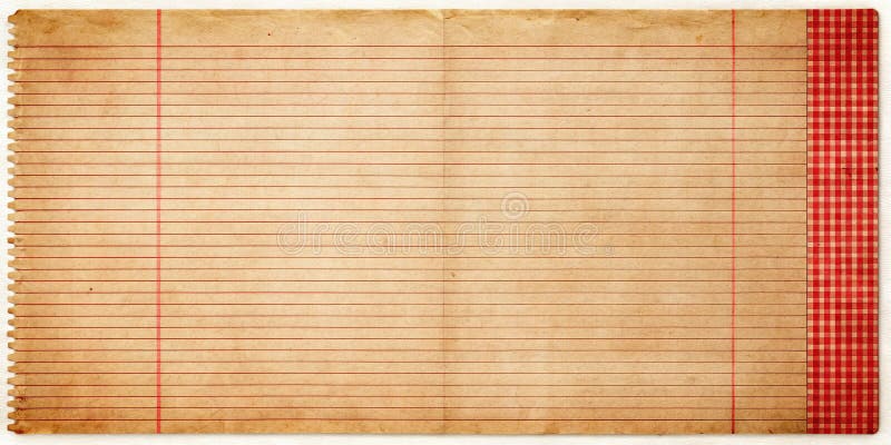 Vintage Lined Paper Sheet with Red Margin and Geometric Pattern Blank ...