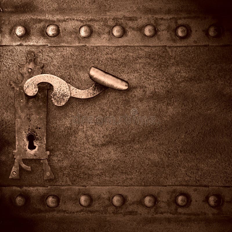 Vintage Lock with Handle and Keyhole Stock Image - Image of steel, iron ...