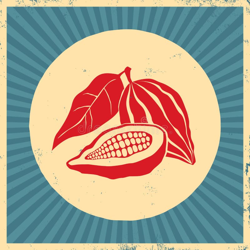 Vintage logo with cocoa stock vector. Illustration of nature - 70092408