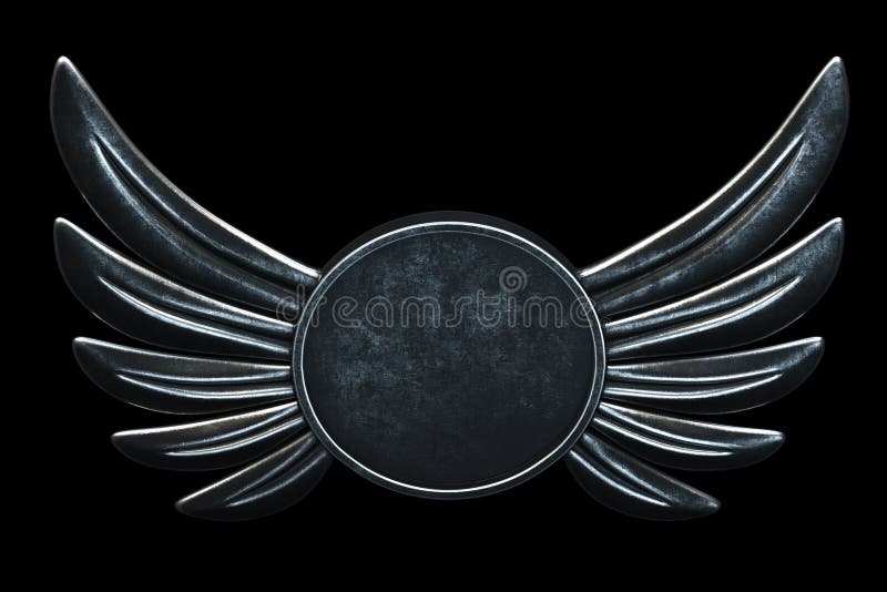 Vintage Logo Metal Wings on Black Background. 3d Render Stock ...