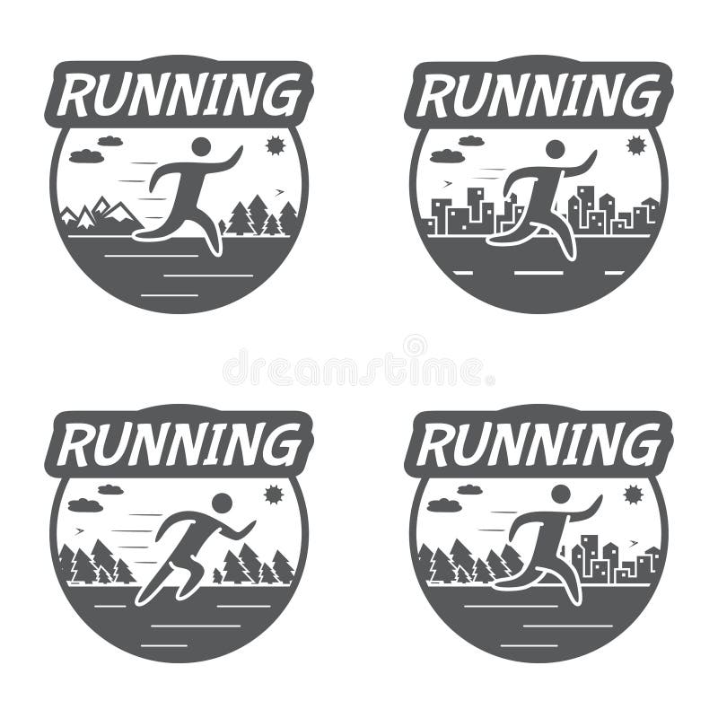 Vintage Logos Running, Nature and the City. Retro Stock Vector ...