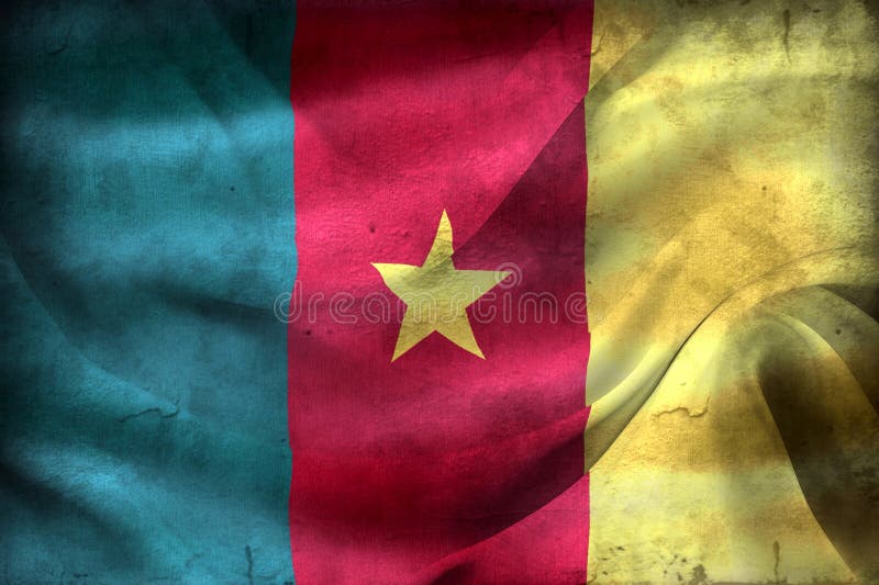 Vintage Look Cameroon Flag - Realistic Waving Fabric Flag Stock Image ...