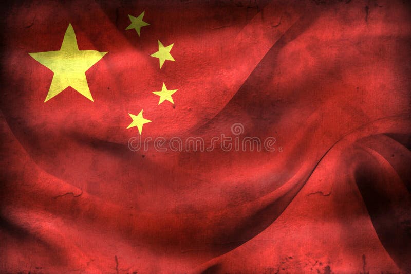 Vintage Look China Flag - Realistic Waving Fabric Flag Stock ...