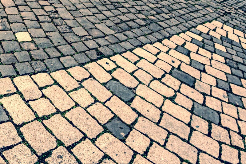 Vintage Look at Cobblestone Sidewalk Stock Image - Image of cube ...