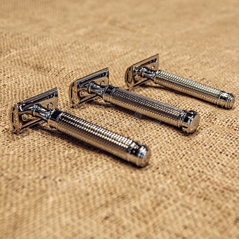 3 vintage looking razors stock photo. Image of silver - 127011952