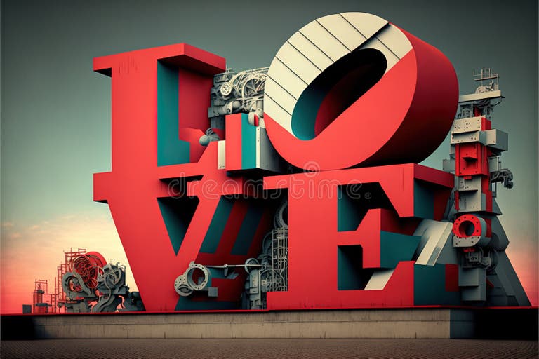 Vintage LOVE Sign Typography Constructivism . Generative AI Stock ...