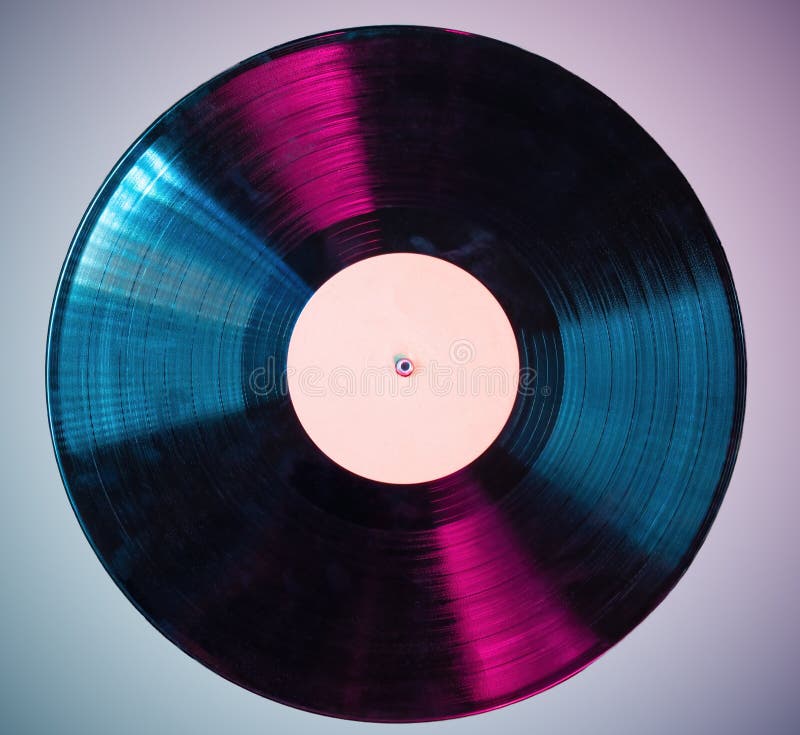 Vintage LP Vinyl Record Disk in Red and Blue Light. Stock Photo - Image ...