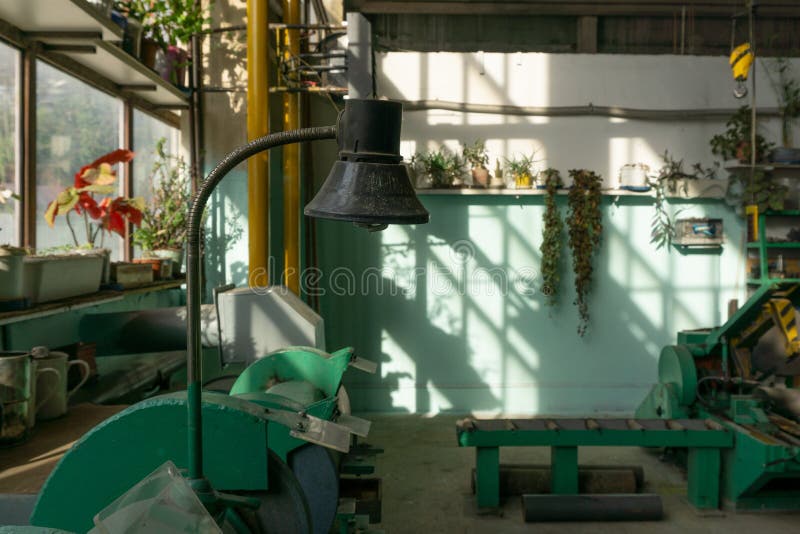 Vintage machine shop stock photo. Image of metal, operator - 240296386