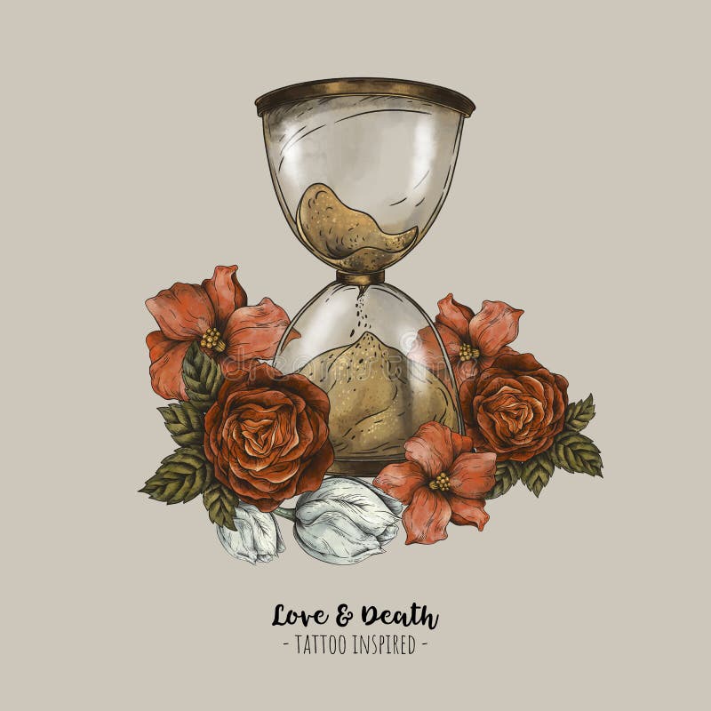 Hourglass Vintage Flowers Stock Illustrations – 51 Hourglass Vintage ...