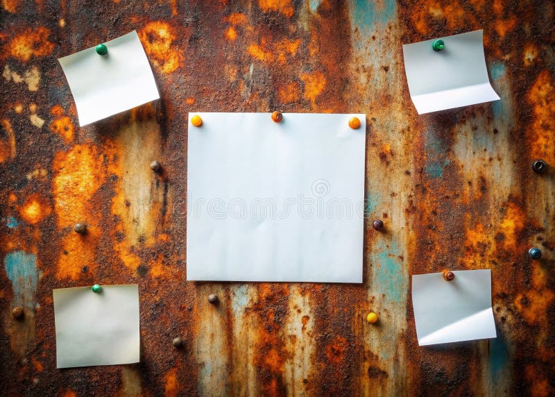 Vintage Magnetic Whiteboard with Blank Papers a Grungy Textured ...