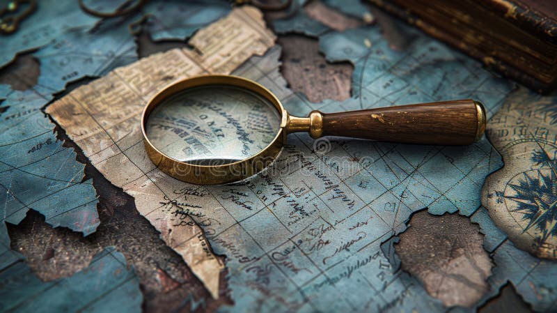 The Magnifying Glass on Map.AI Generated Image Stock Image - Image of ...