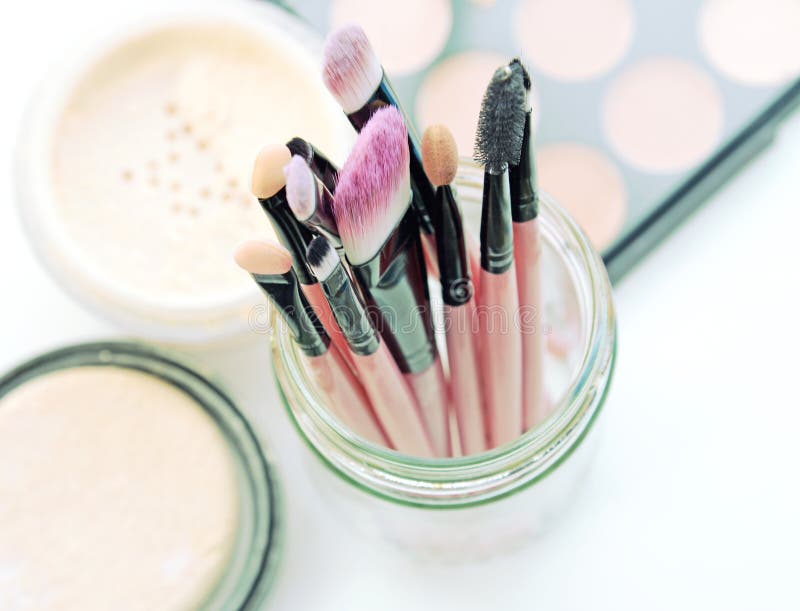 Vintage Make Up Set and Make Up Colors Palette. Stock Photo - Image of ...