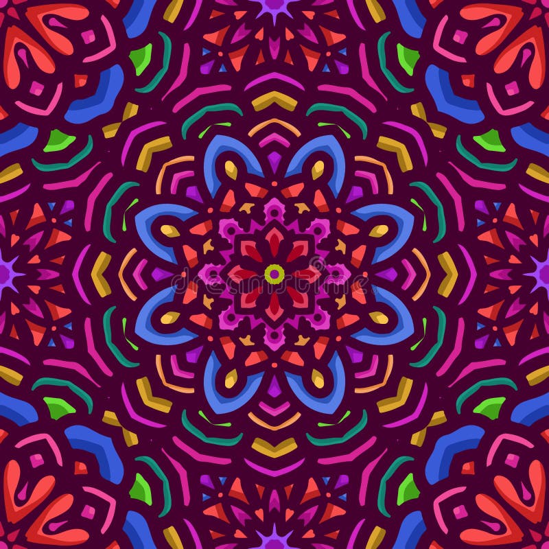 Mandala Seamless Pattern with Floral Motifs Stock Vector - Illustration ...