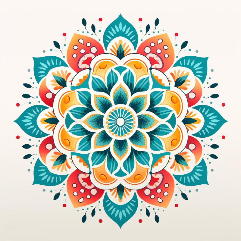 Vintage Mandalas Icon Pattern on Minimalistic White Background Stock ...