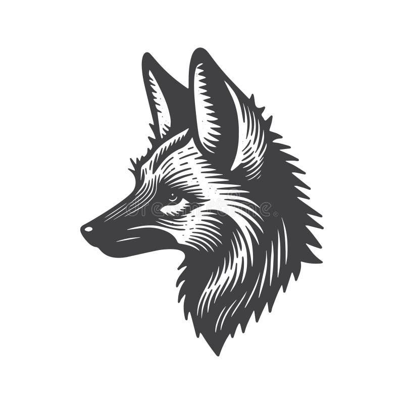 Vintage Maned Wolf Head Side View Engraved Vector Illustration. Stock ...