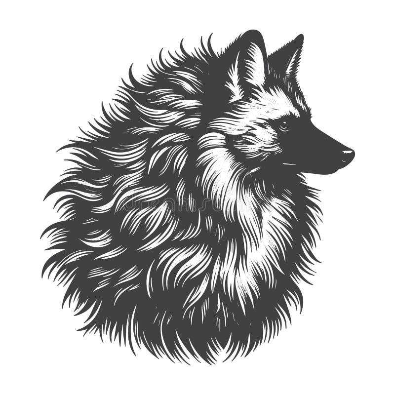 Vintage Maned Wolf Side View Illustration for Nature Theme Apparel ...