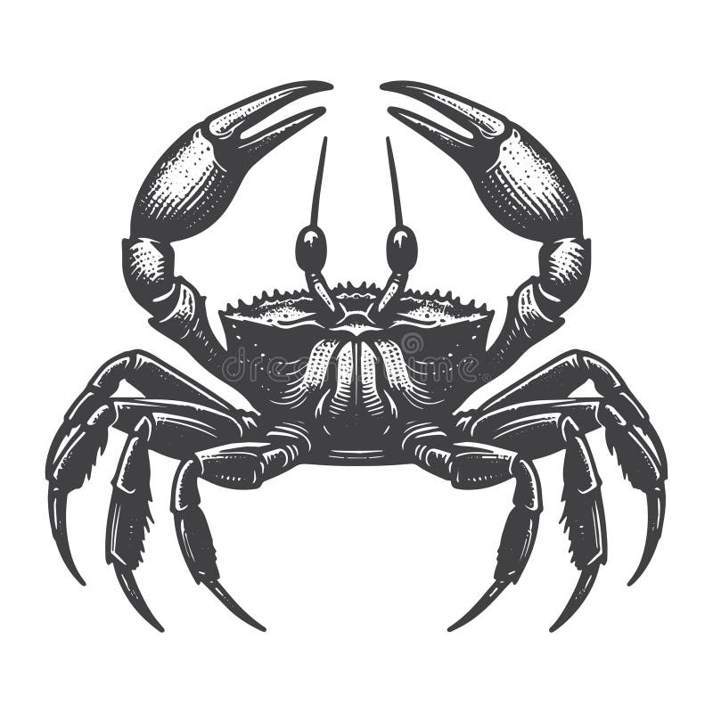 Vintage Mangrove Crab Front View Engraved Creature Vector Illustration ...