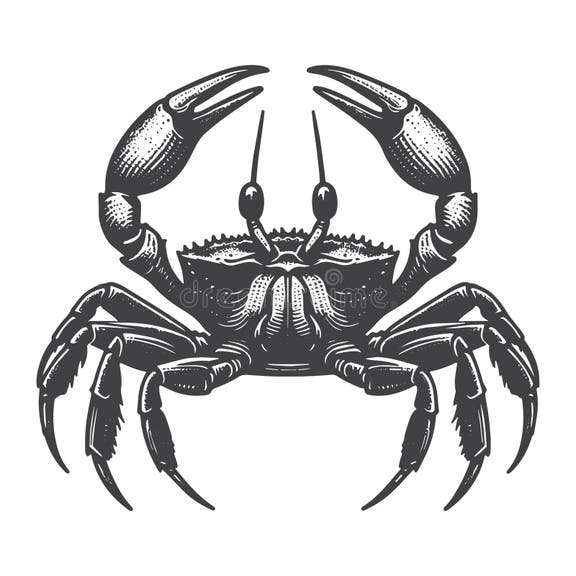 Vintage Mangrove Crab Front View Engraved Creature Vector Illustration ...