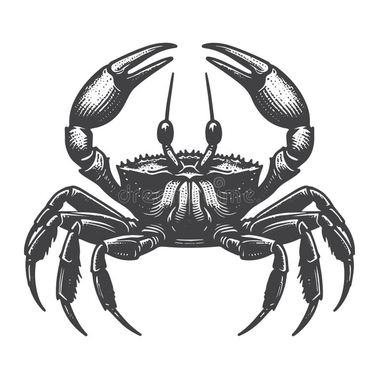 Vintage Mangrove Crab Front View Engraved Creature Vector Illustration ...