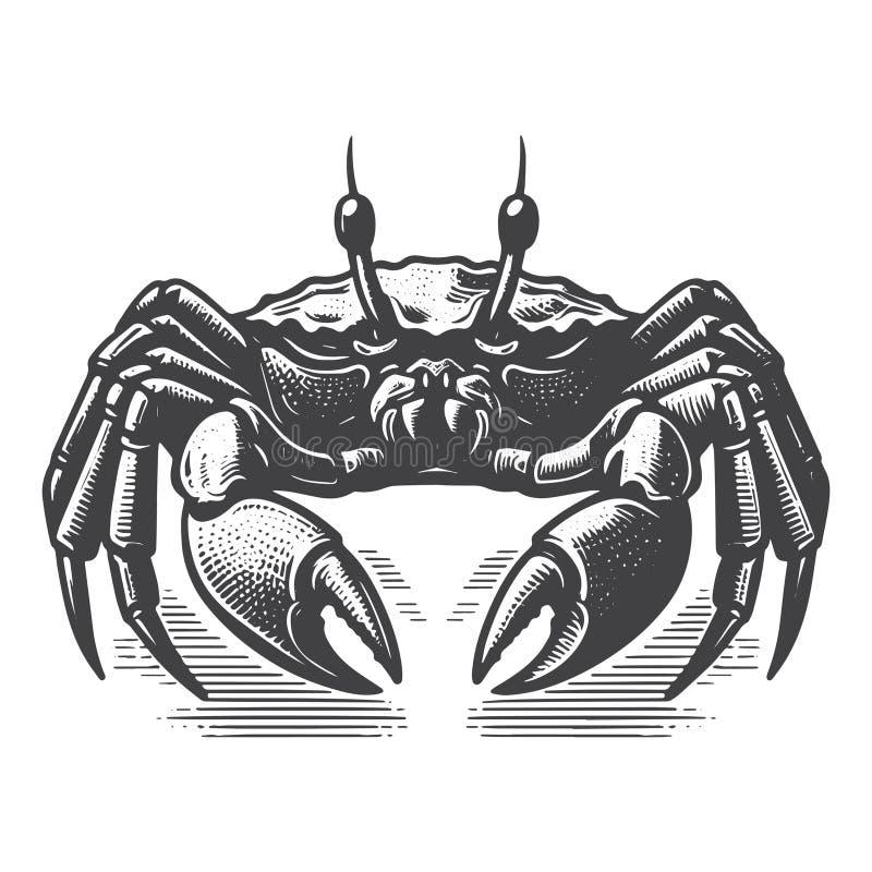Vintage Mangrove Crab Front View Engraved Wildlife Vector Illustration ...
