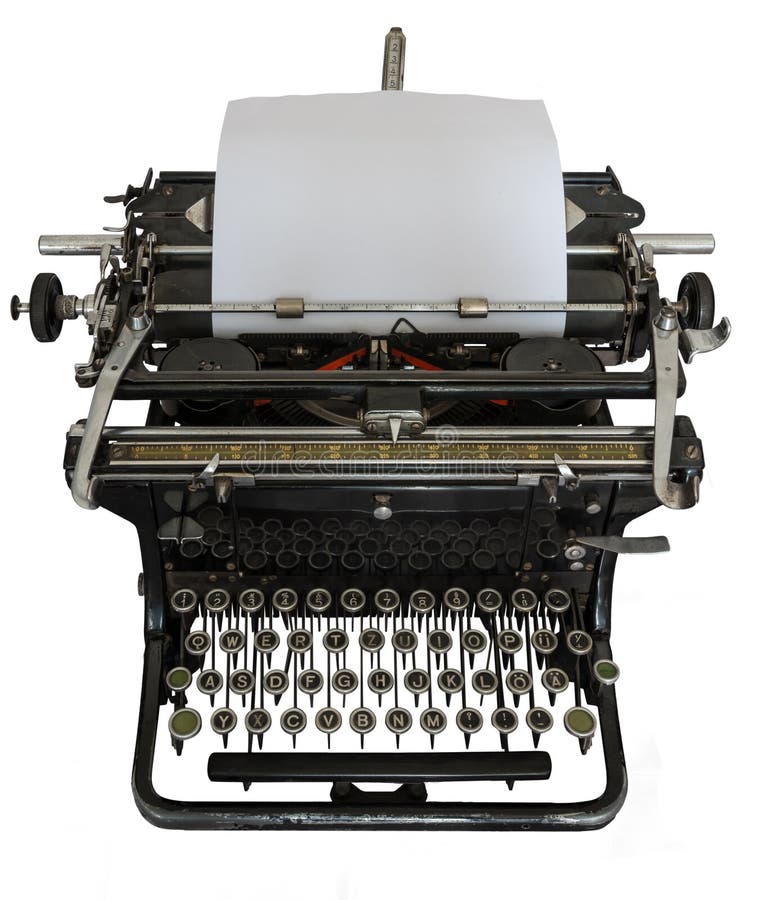 Retro Typewriter Front View Isolated White Stock Photos - Free ...