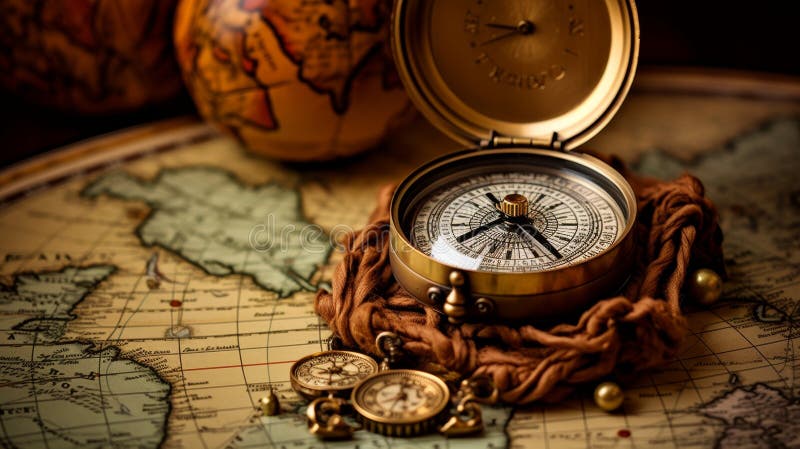Vintage Map Backdrop with Retro Compass Evoking Epic Tales of ...