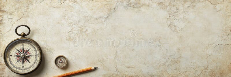 Vintage Map and Compass with a Pencil on Weathered Paper for Creative ...