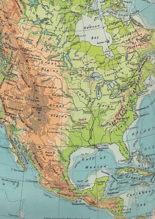 A Vintage Map of North America. Stock Photo - Image of engraved, border ...