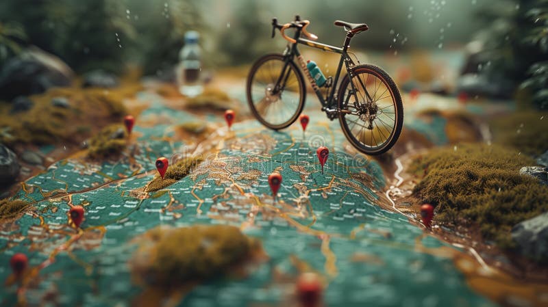 Vintage Map with Red Push Pins and Bottle of Liquor Stock Photo - Image ...