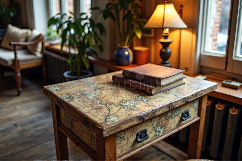Vintage Map Table Books Cozy Living Room Stock Photos - Free & Royalty ...