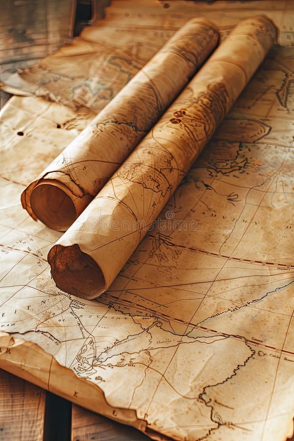 Vintage Map on the Table. Selective Focus Stock Illustration ...