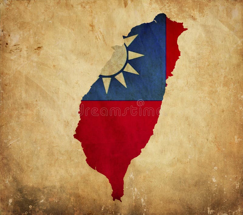 Vintage Map of Taiwan on Grunge Paper Stock Illustration - Illustration ...