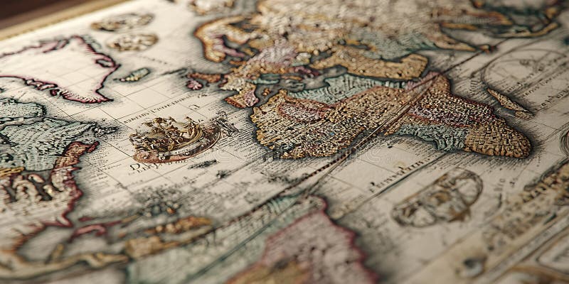 A Vintage Map of the World with Intricate Details for Historical ...