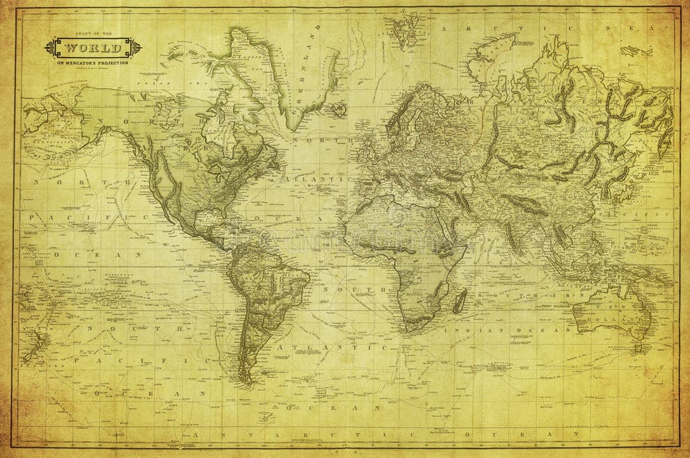 Vintage Map of the World 1831 Stock Image - Image of historical, global ...