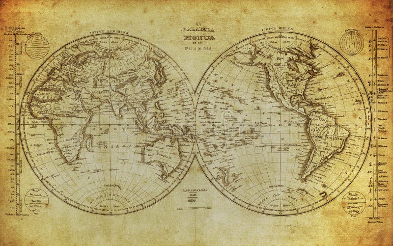 Antique style World Map stock illustration. Illustration of atlas - 6665360
