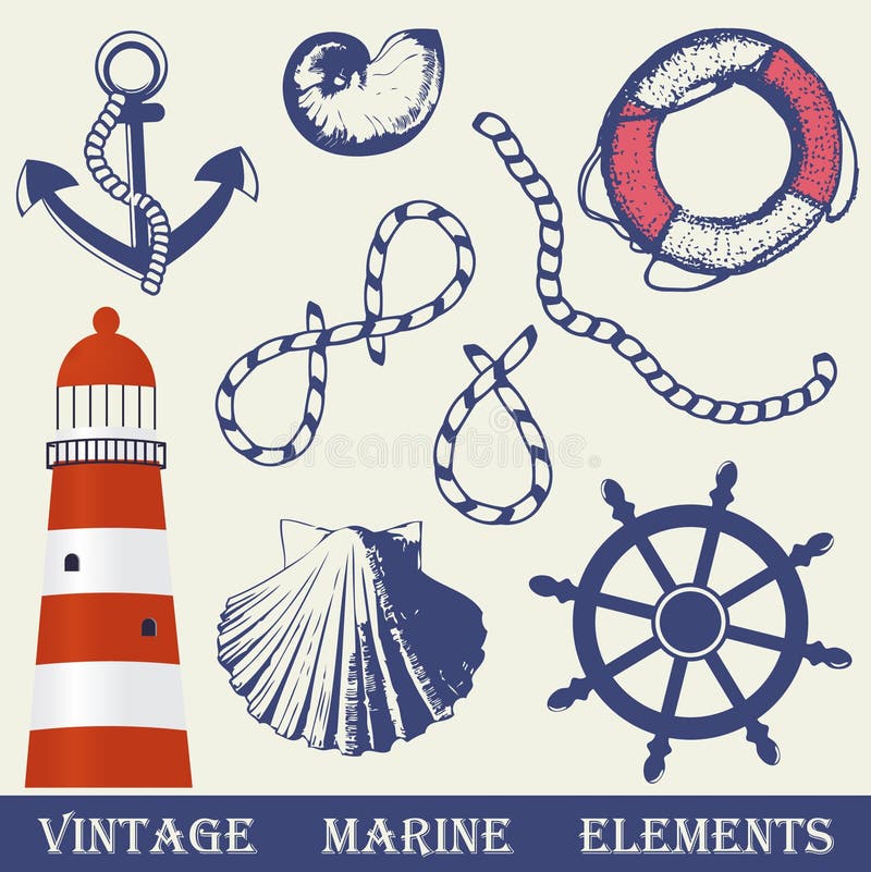 Nautical design elements stock vector. Illustration of knot - 19103824
