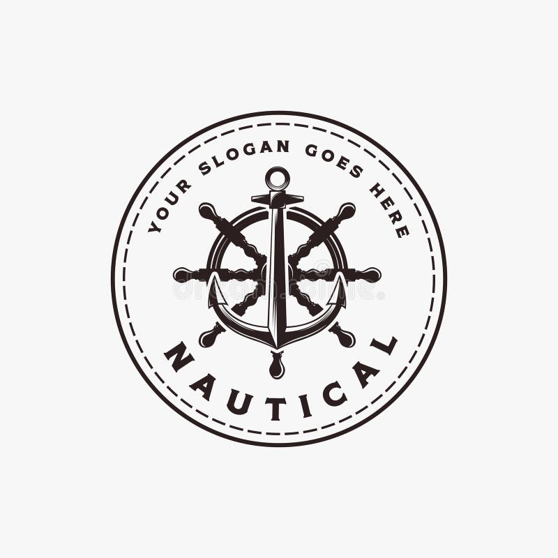 Classic Steering Ship and Anchor Logo Badge Emblem Stock Vector ...