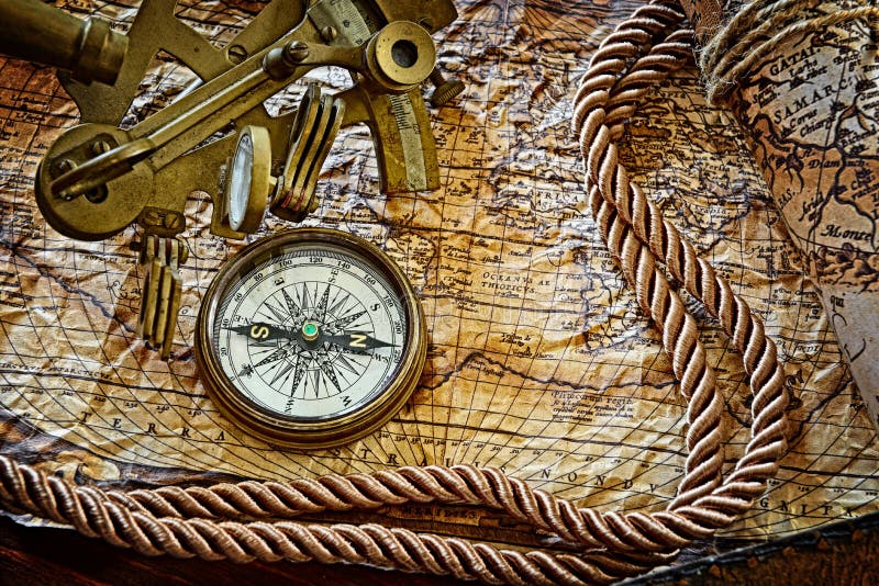 173 Vintage Still Life Map Book Compass Stock Photos - Free & Royalty ...