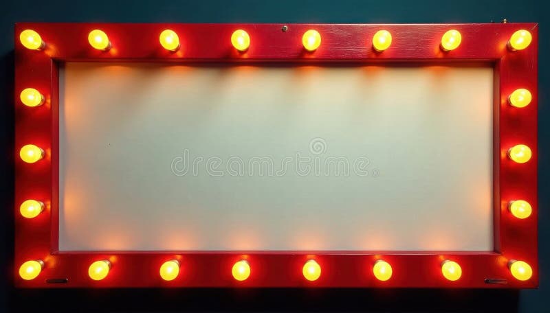 Vintage Marquee Frame, Glowing Bulbs, Blank Banner, Abstract, Night ...