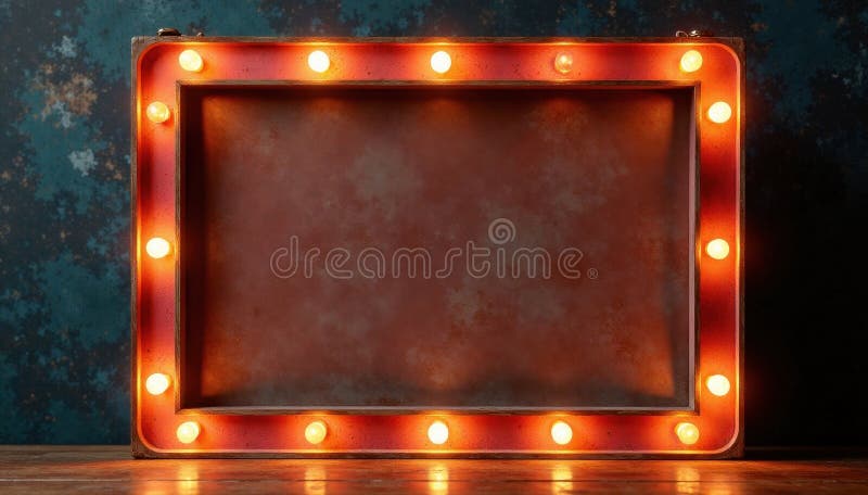 Vintage Marquee Frame Mockup, Illuminated, Aged Texture, Sign, Frame ...