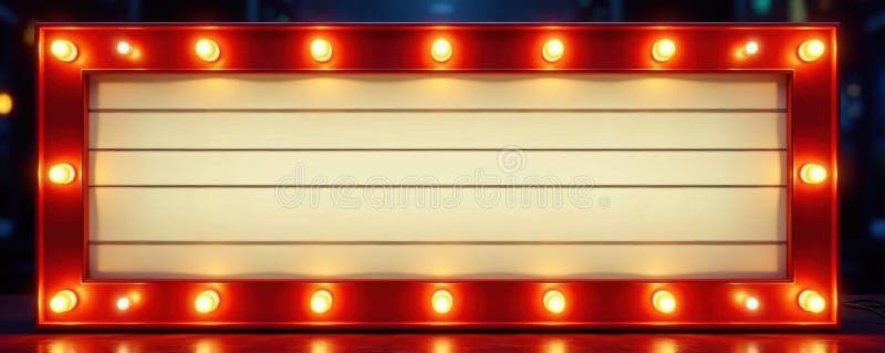 Vintage Marquee Light Frame, Glowing Bulbs, Blank Banner , Glow, Mockup ...