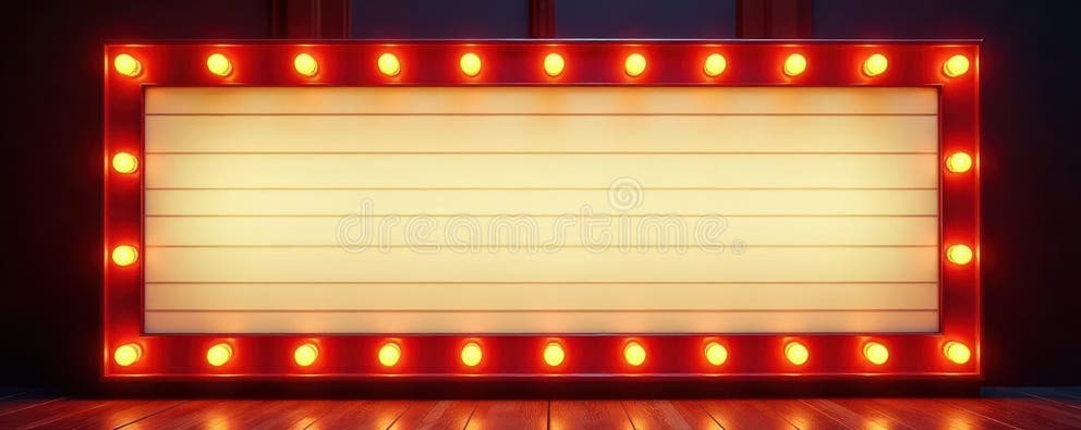 Vintage Marquee Light Frame, Glowing Bulbs, Blank Banner , Vector ...