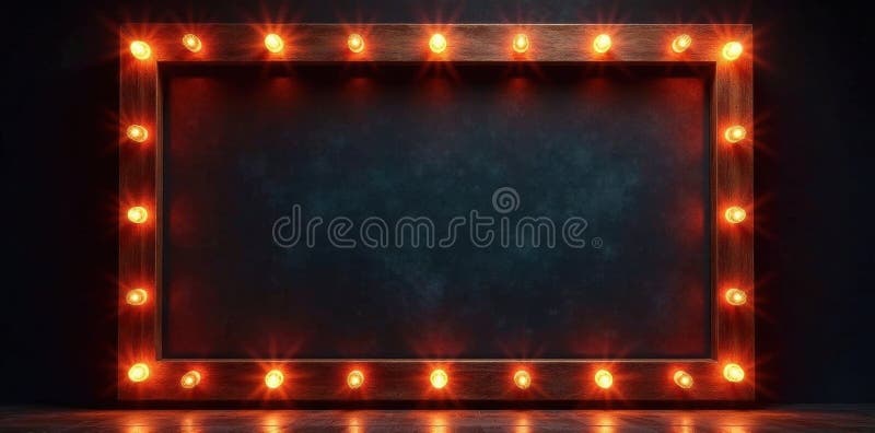Vintage Marquee Sign Frame, Sparkling Bulbs, Dark Background , Arcade ...