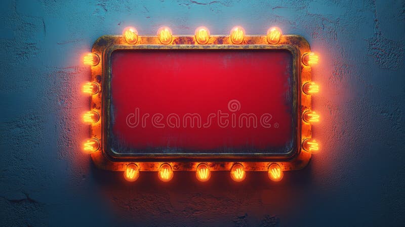 Vintage Marquee Sign with Red Center and Glowing Lights Stock Photo ...