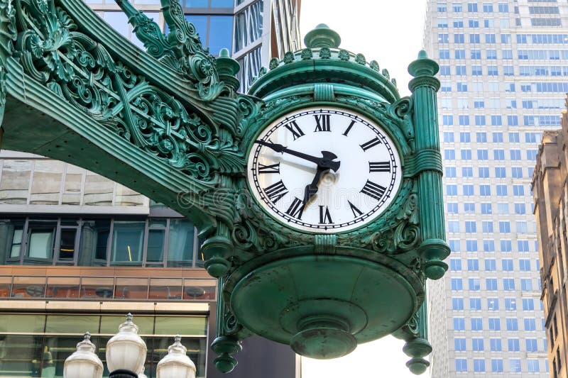 Vintage Marshall Field S Clock in Downtown Chicago Stock Photo - Image ...