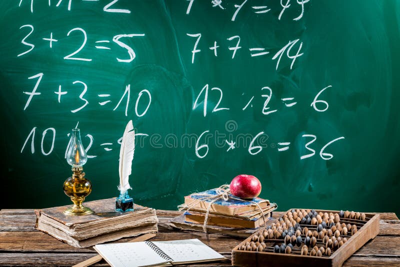 Vintage Mathematics Desk with Books Stock Image - Image of calculus ...