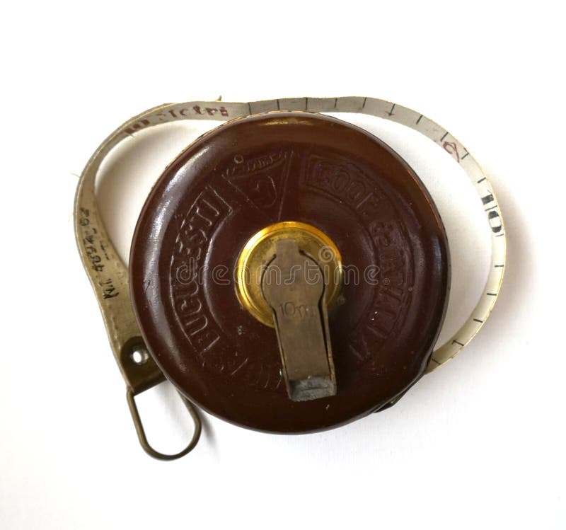 Vintage Measuring Tape on a Leather Case. Stock Photo - Image of scale ...