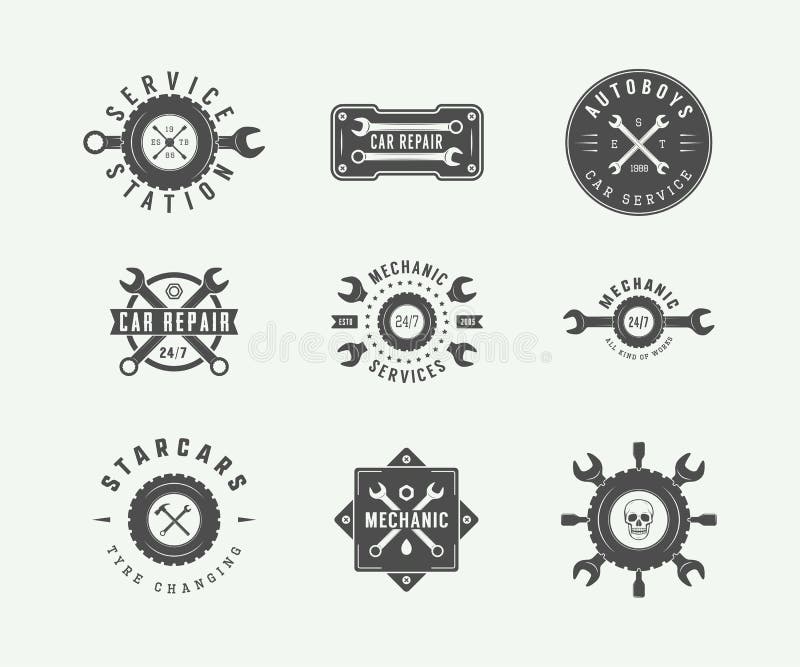 Set of Vintage Mechanic Labels, Emblems and Logo. Vector Illustration ...